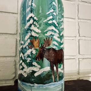 Lighted Moose Wine Bottle, Hand Painted - Etsy