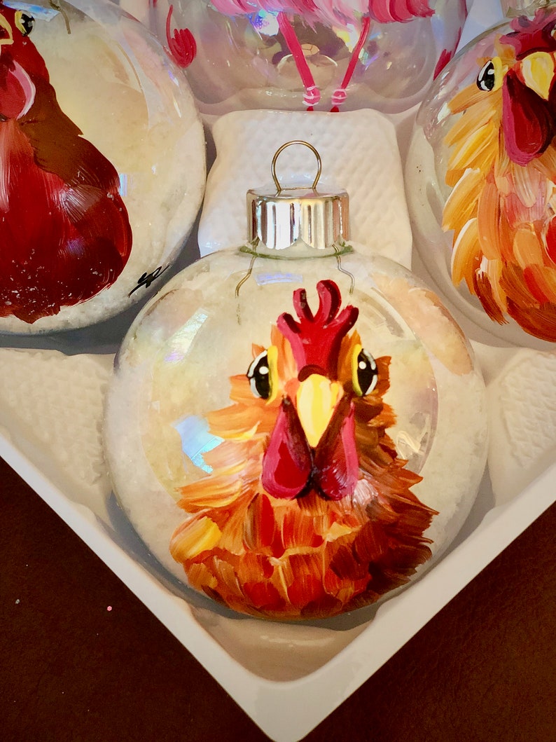 Hand Painted Chicken Ornament - Etsy