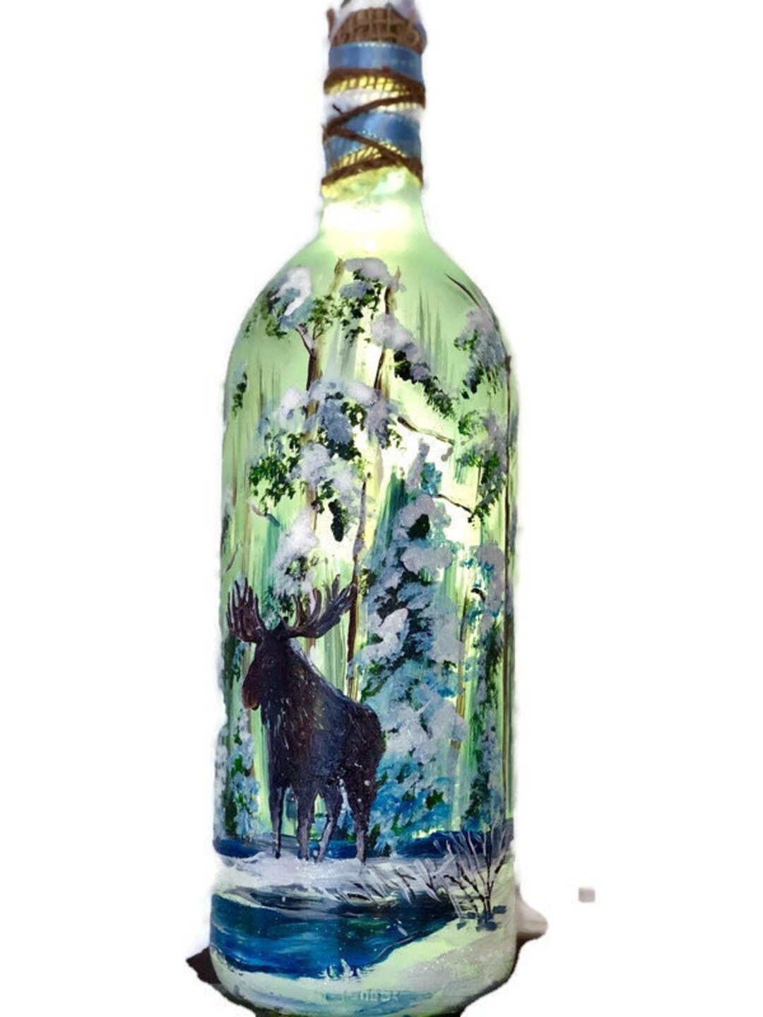 Lighted Moose Wine Bottle Hand Painted - Etsy