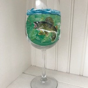 Hand Painted Fish Wine Glass - Etsy