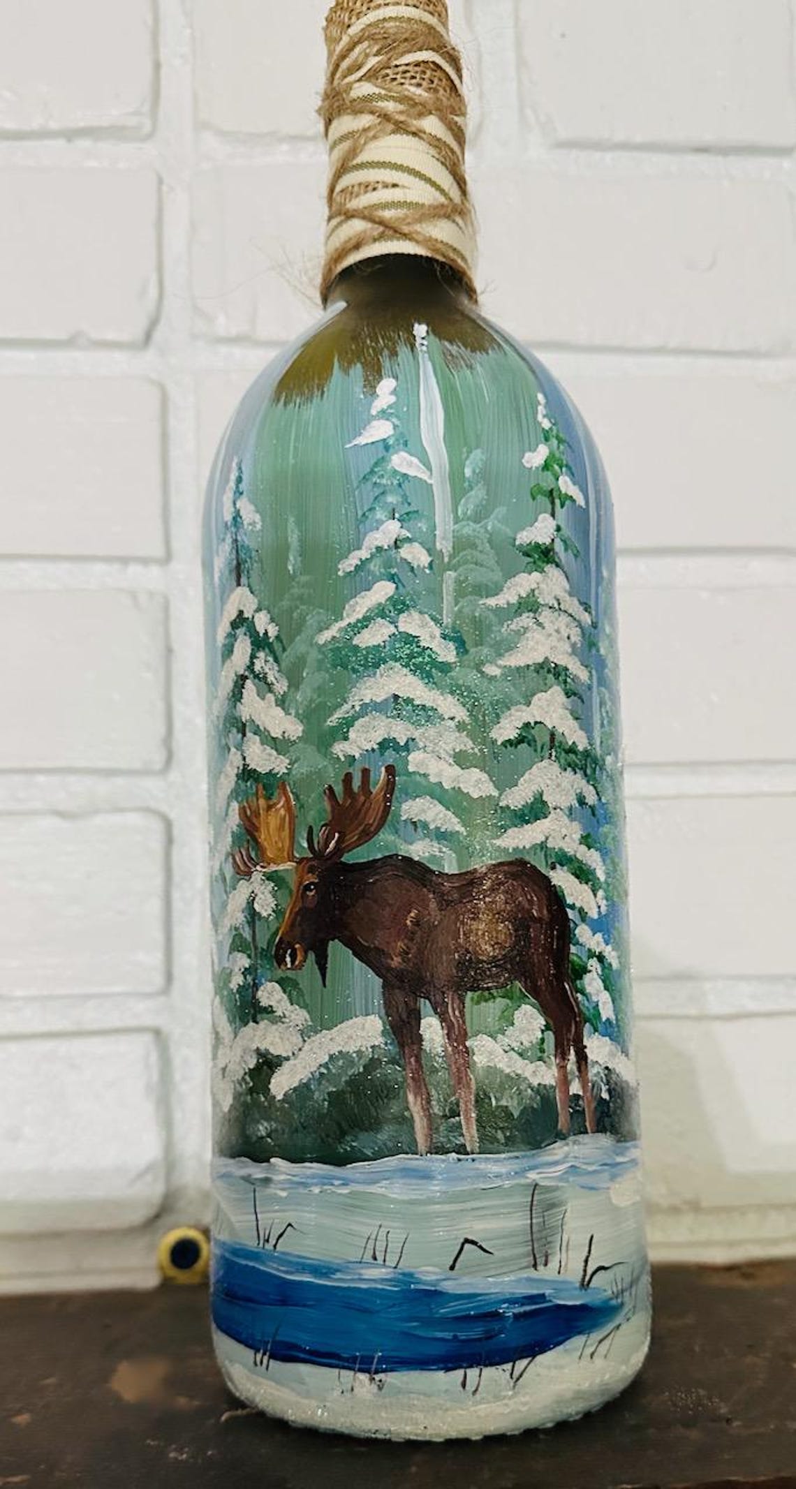 Lighted Moose Wine Bottle, Hand Painted - Etsy