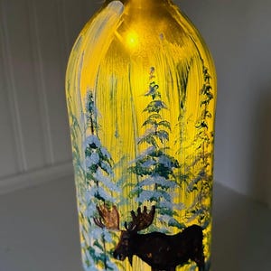 Lighted Moose Wine Bottle, Hand Painted - Etsy