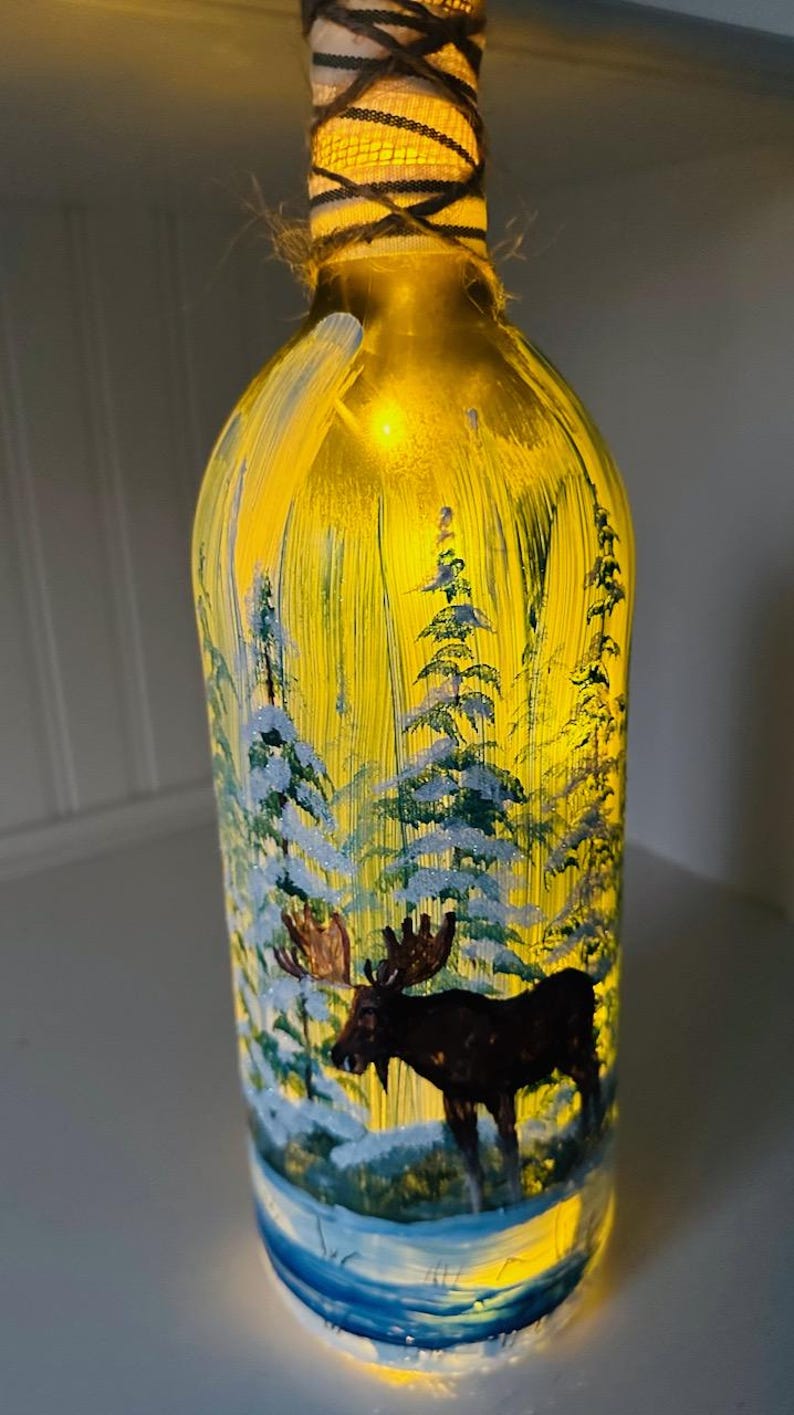 Lighted Moose Wine Bottle, Hand Painted - Etsy