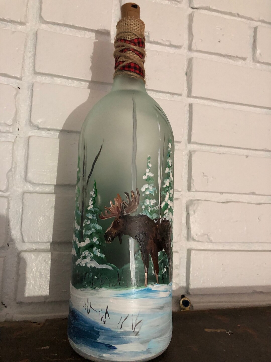 Lighted Moose Wine Bottle, Hand Painted - Etsy
