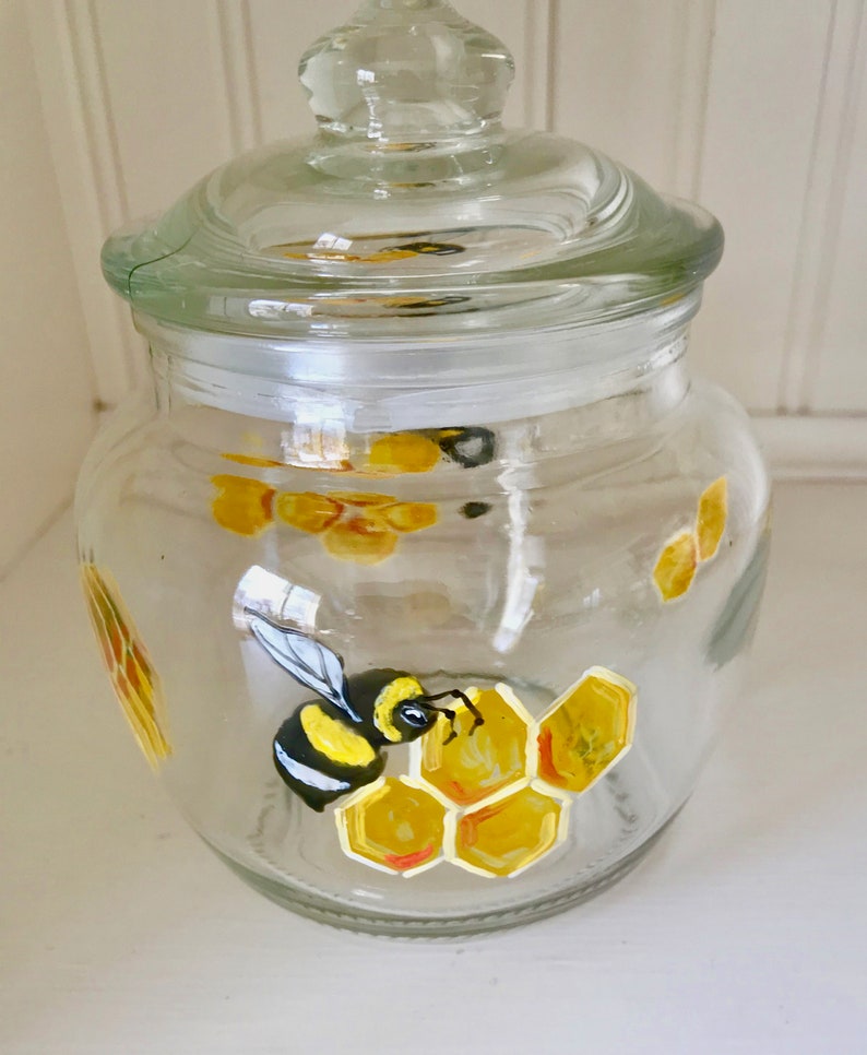 Hand Painted Cute Bee and Honeycomb Jar - Etsy