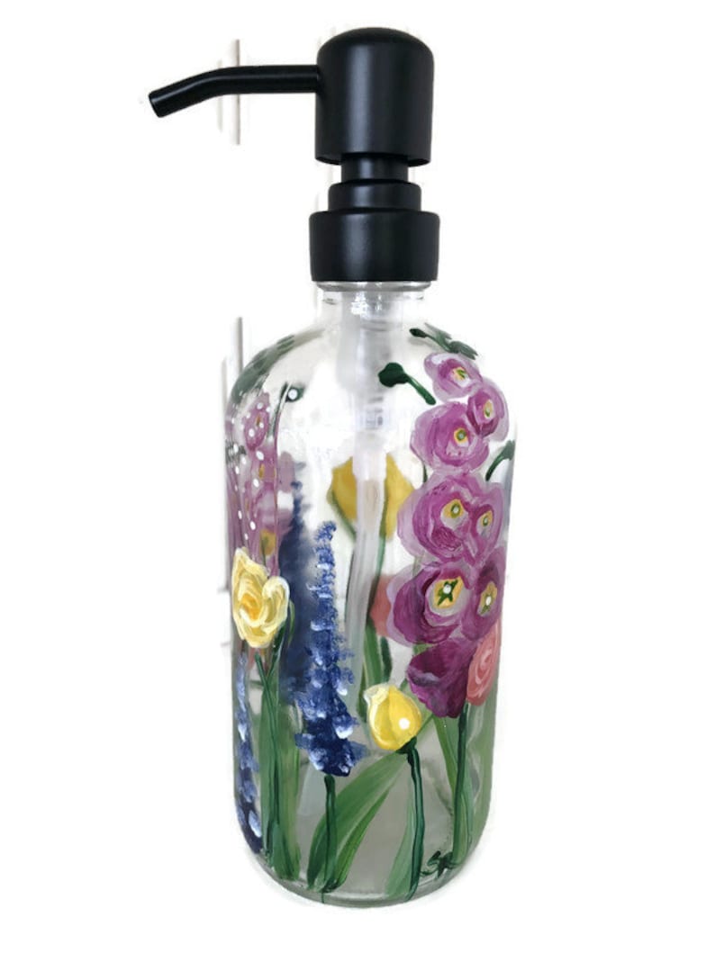 Flower Soap Dispenser, Hand Painted - Etsy