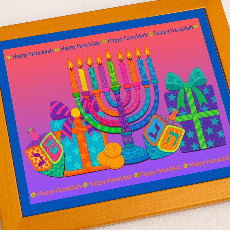 Menorah Drip Tray – Happy Hanukkah Ceramic Tile in Wooden Border - Etsy