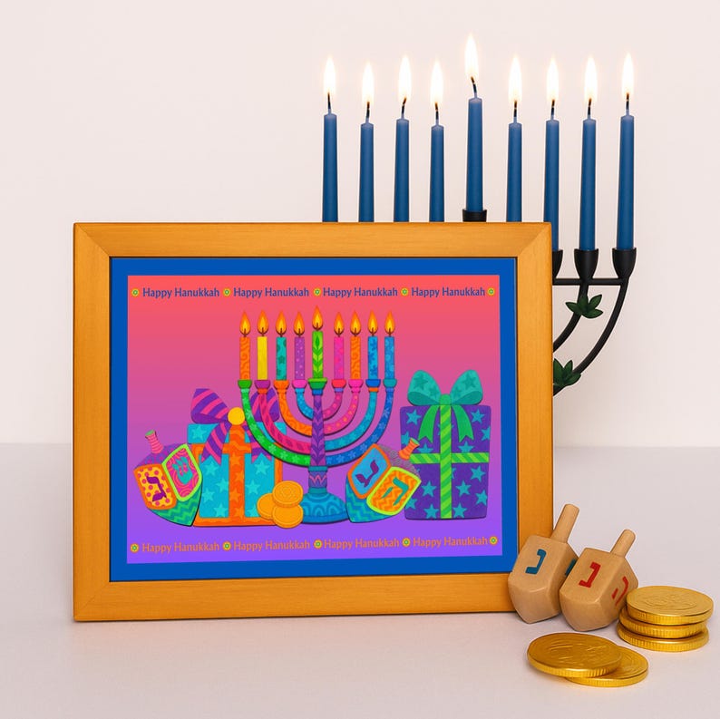 Menorah Drip Tray – Happy Hanukkah Ceramic Tile in Wooden Border - Etsy