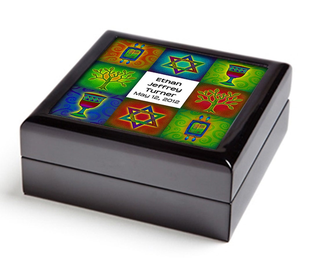 Personalized Bar Mitzvah Keepsake Box, Judaica Home Decor, Storage for ...
