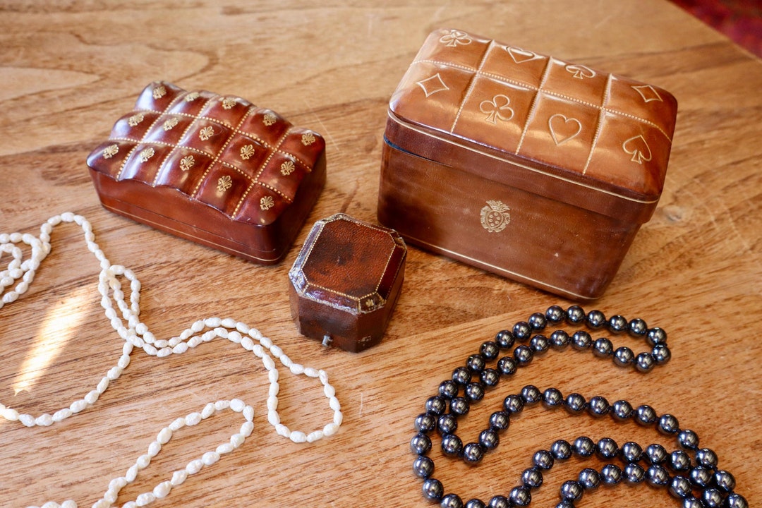 Vintage Leather Card Box - Etsy