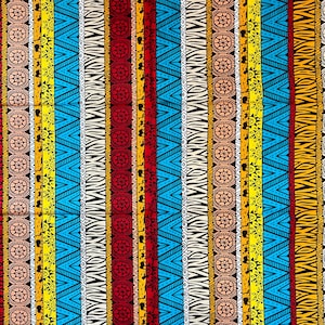 African Stripe Print Cotton Fabric | Sold by the Yard | From Mali, West ...