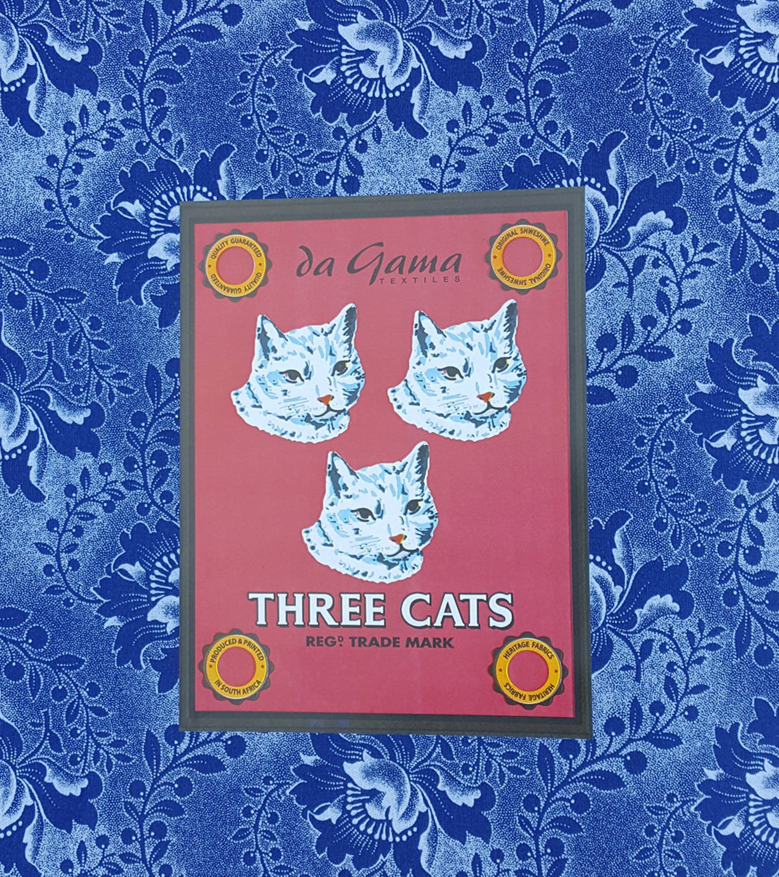 3 Cats Indigo Floral Shweshwe Fabric From South Africa Sold by the HALF ...