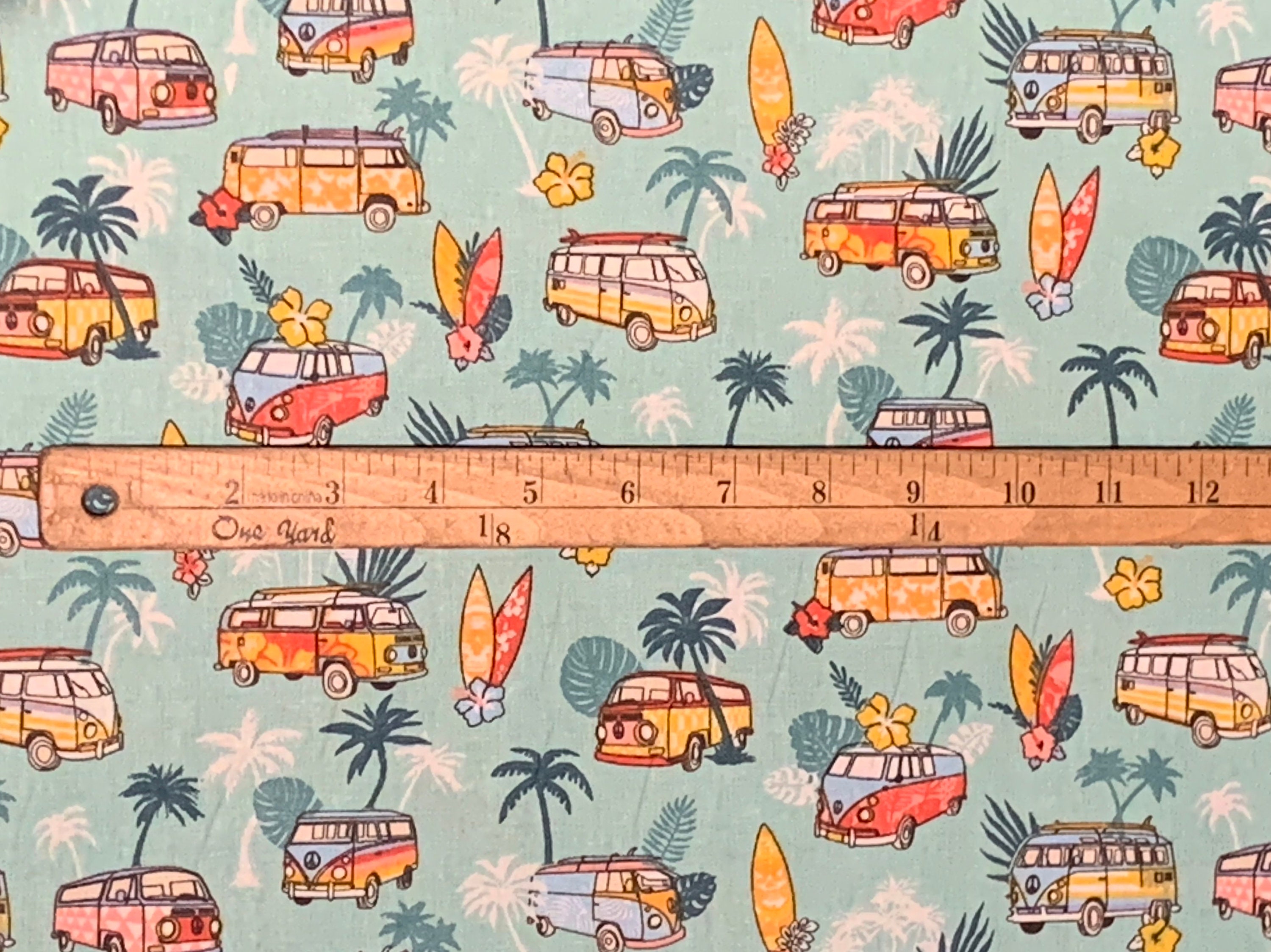 62-inch Wide Light Blue VW Bus Fabric Priced by the HALF Yard - Etsy
