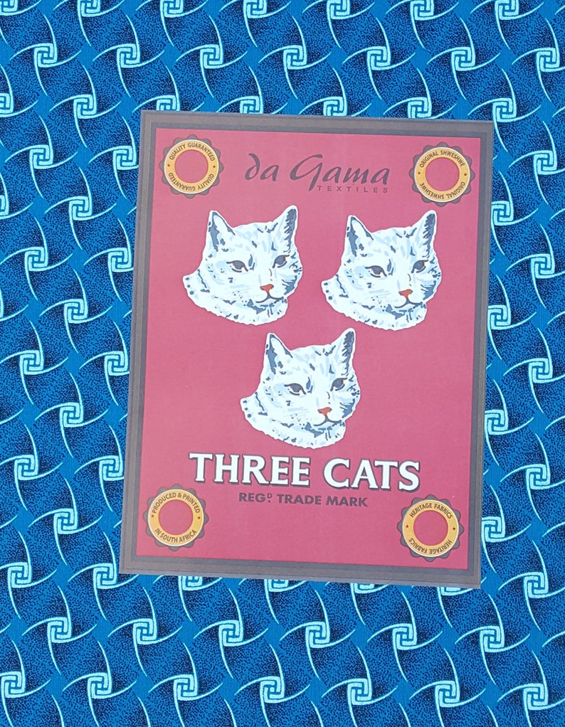 3 Cats Blue Swirl Shweshwe Fabric From South Africa Priced by HALF ...
