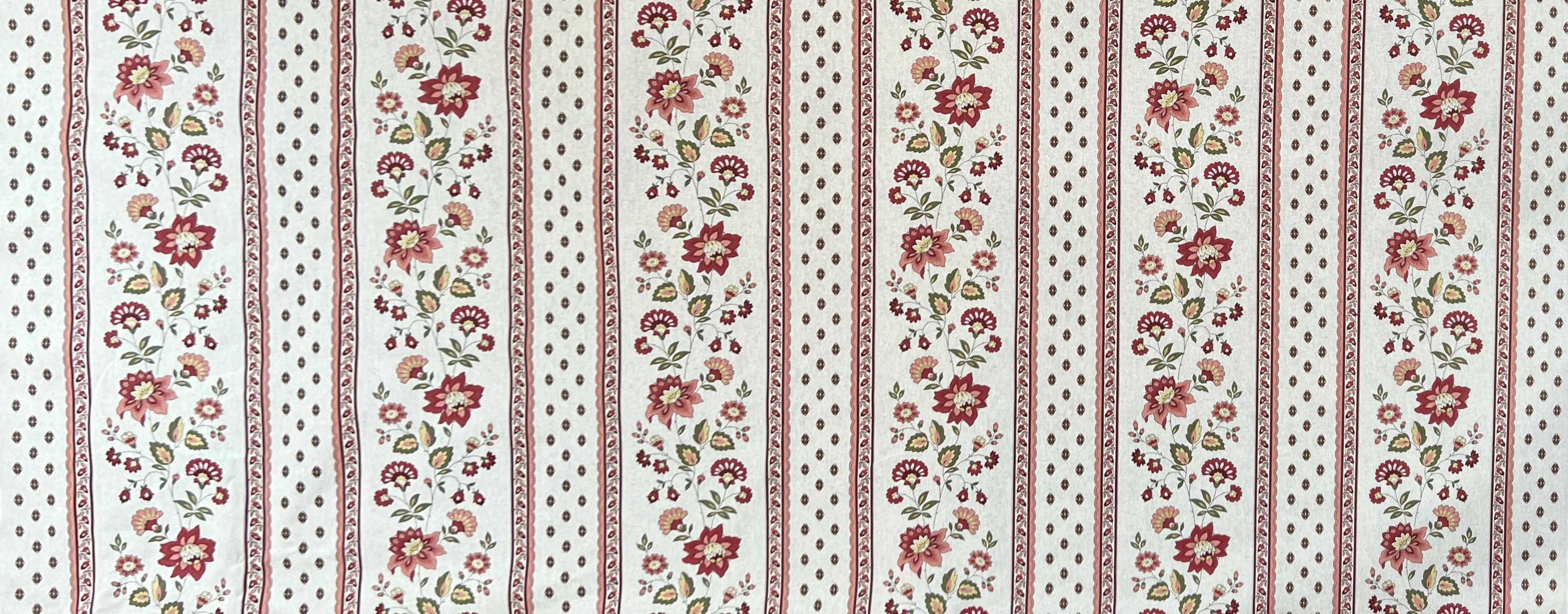 French Faience Floral Stripe Border Fabric | 100% Cotton | 62" Wide ...