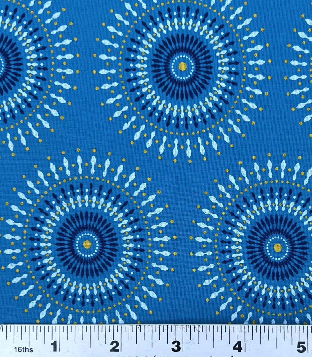 Three Cats Shweshwe Fabric From South Africa | Golden Yellow, Navy, and ...