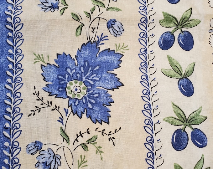 Simple Blue Flowers Fabric Fleurs De Provence Provencal Blue and White ...