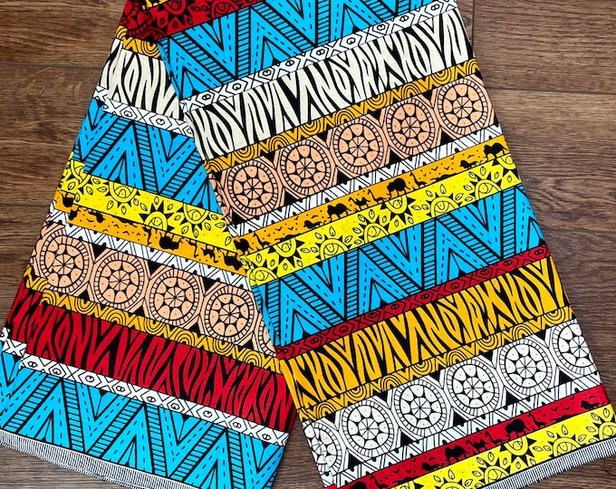 African Stripe Print Cotton Fabric | Sold by the Yard | From Mali, West ...