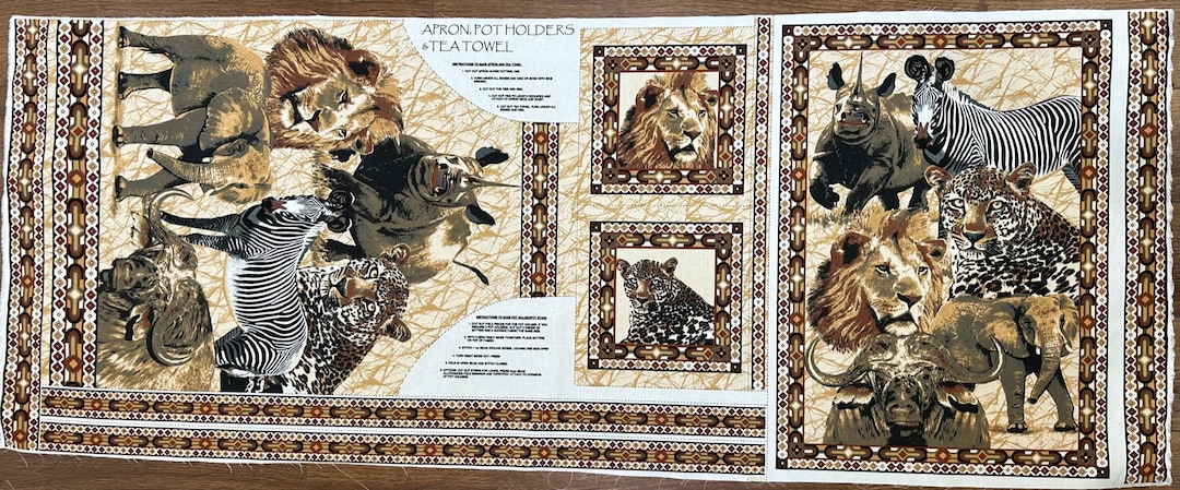 African Animal Kitchen Panel Set by Da Gama Textiles, South Africa for ...