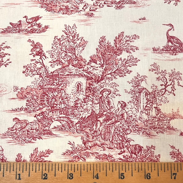 Red Toile Fabric - Etsy