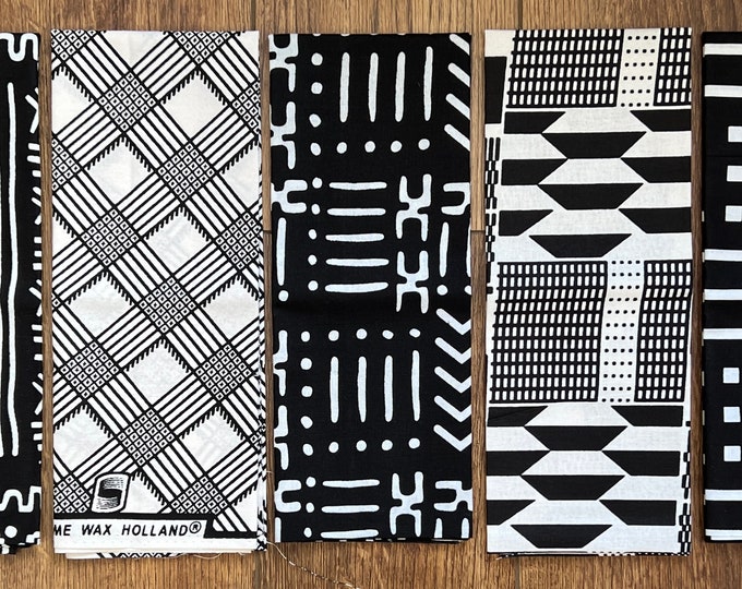 Pack of Five Random Black and White Fat Quarters (18" X 22"), African ...