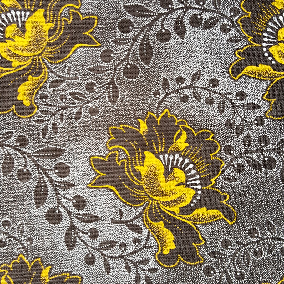 3 Cats Brown and Gold Floral Pattern Shweshwe Fabric From South Africa ...
