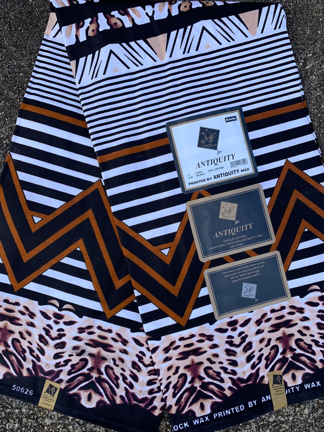 African Multicolored Stripes and Leopard Print Design Printed Fabric ...