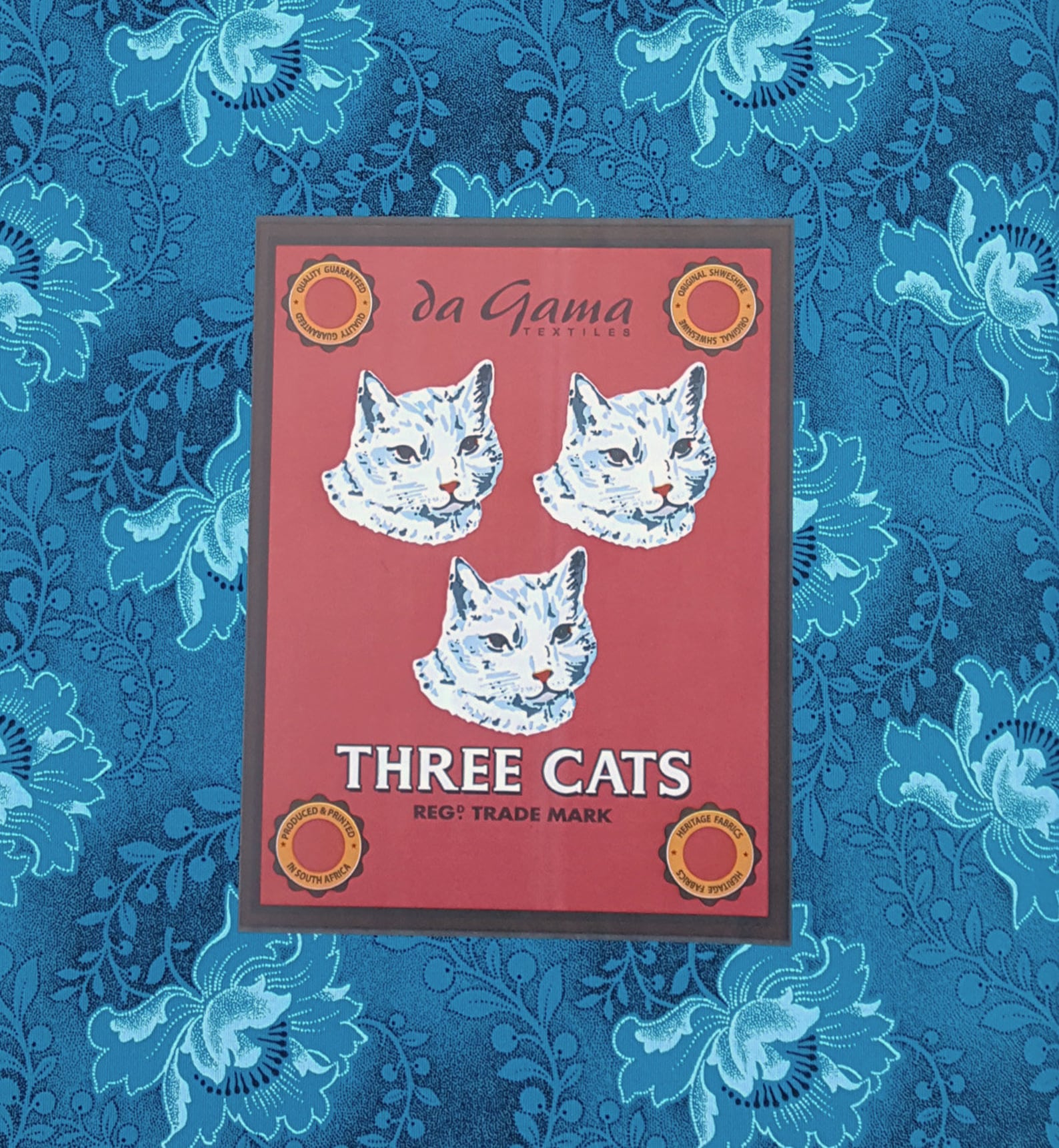 3 Cats Turquoise Floral Shweshwe Fabric From South Africa - Etsy