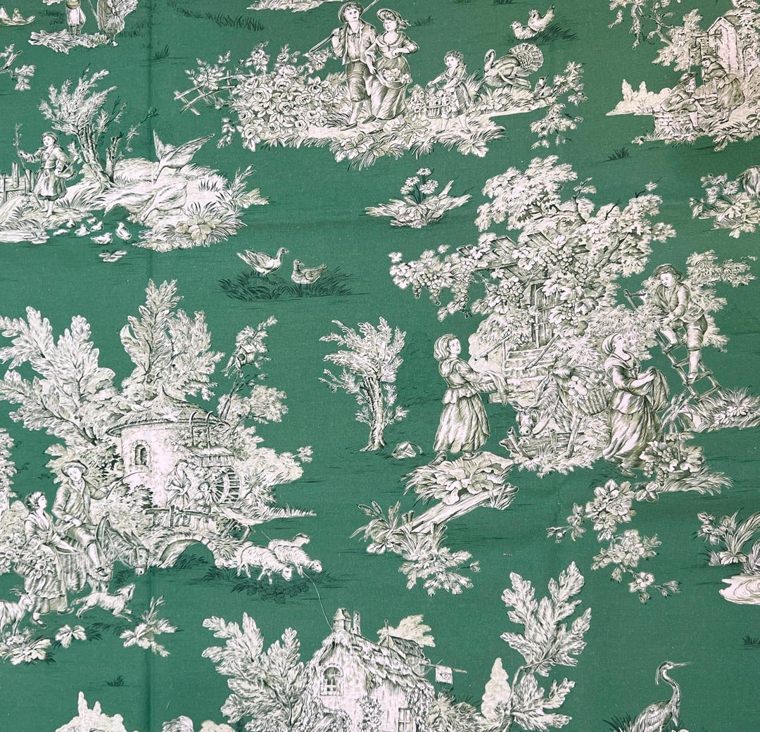 1 Yard Piece | Discounted French Country Pastoral Toile Pattern Fabric ...