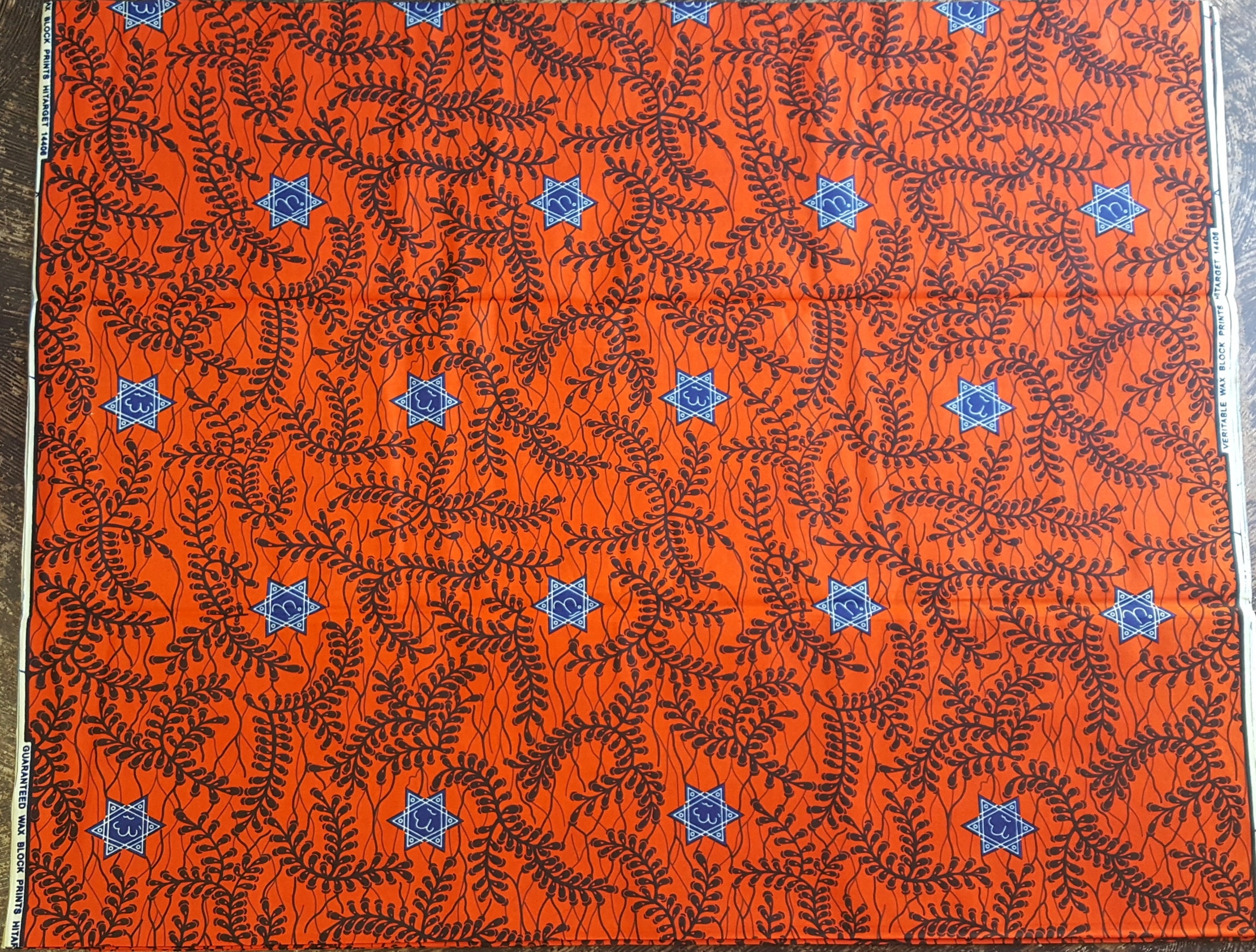 Red-orange and blue classic design print cotton fabric sold by | Etsy