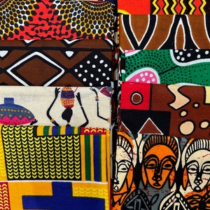 Set of Ten, Assorted Fat Quarters (18" X 22") of African Printed Fabric ...