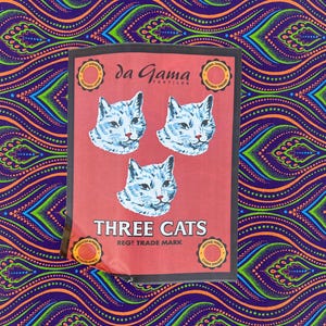 Three Cats Shweshwe Fabric From South Africa | Blue, Orange and Lime ...