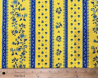 French Provence Yellow Lavender Stripe Fabric (63" Wide) Priced by the ...