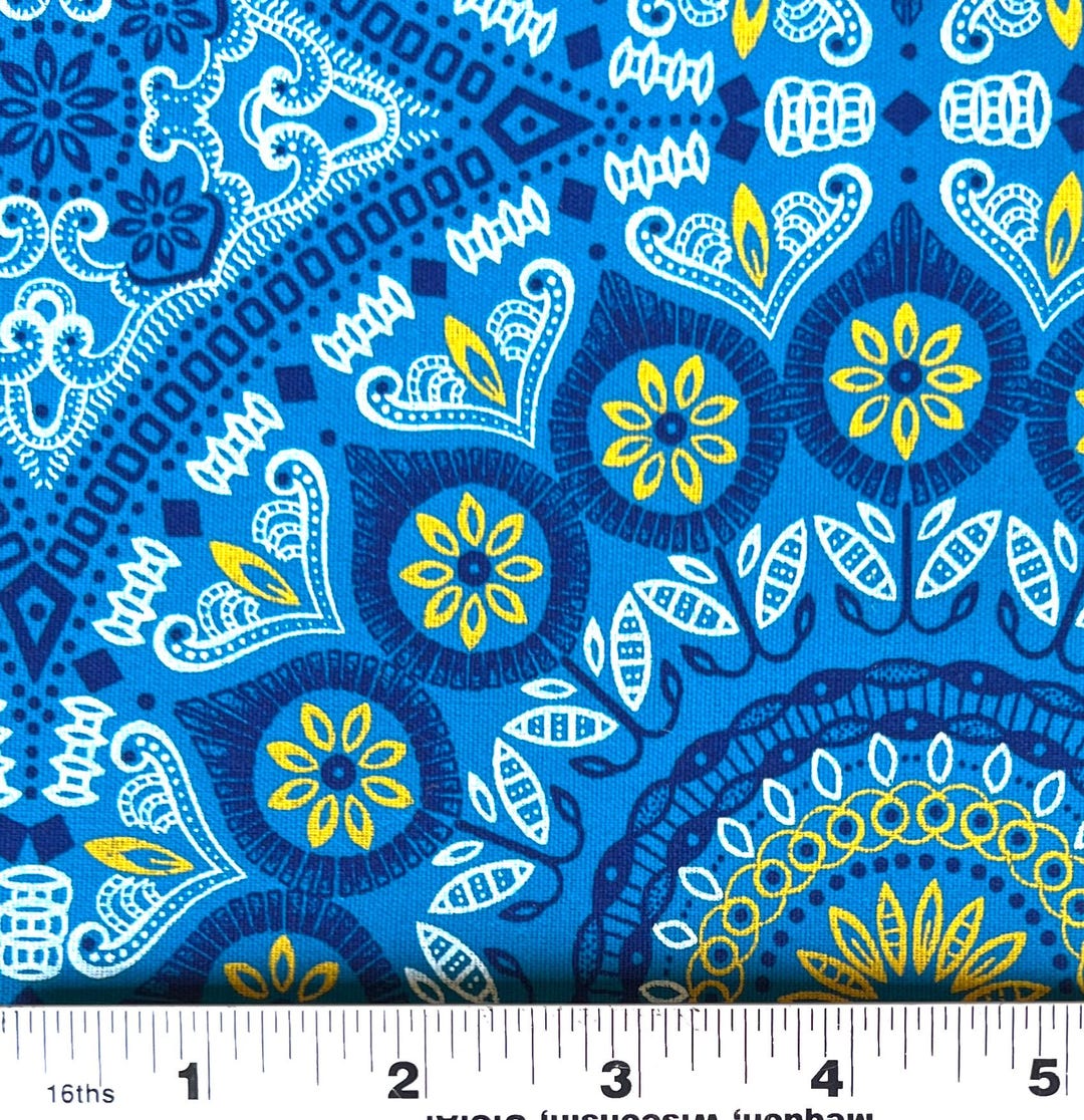 Three Cats Shweshwe Fabric From South Africa | Golden Yellow, Navy, and ...