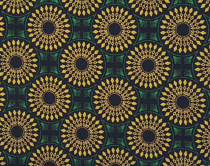 Half Meter Three Cats Shweshwe Fabric | Sunburst Pattern in Gold and ...