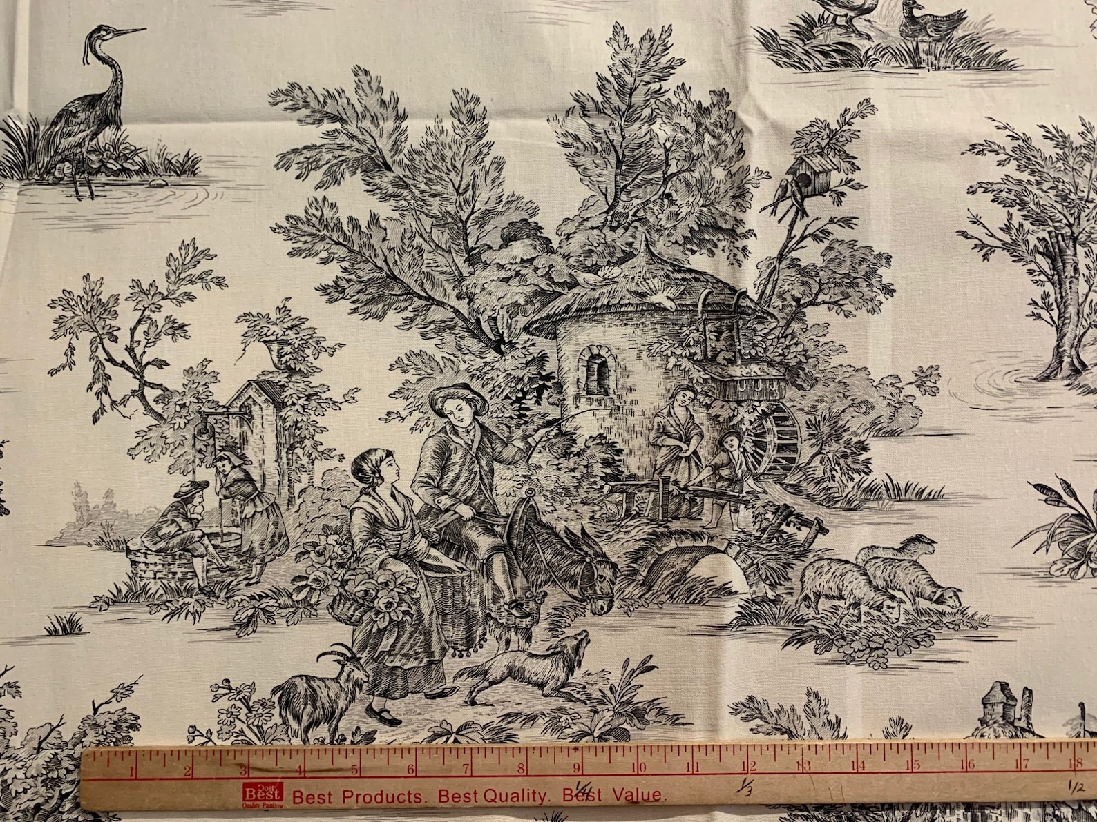 French Pastoral Large-scale Black Toile Fabric 108 - Etsy