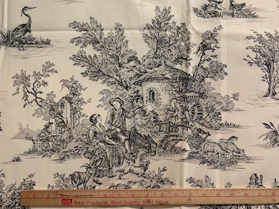 French Pastoral Large-scale Black Toile Fabric 108 - Etsy