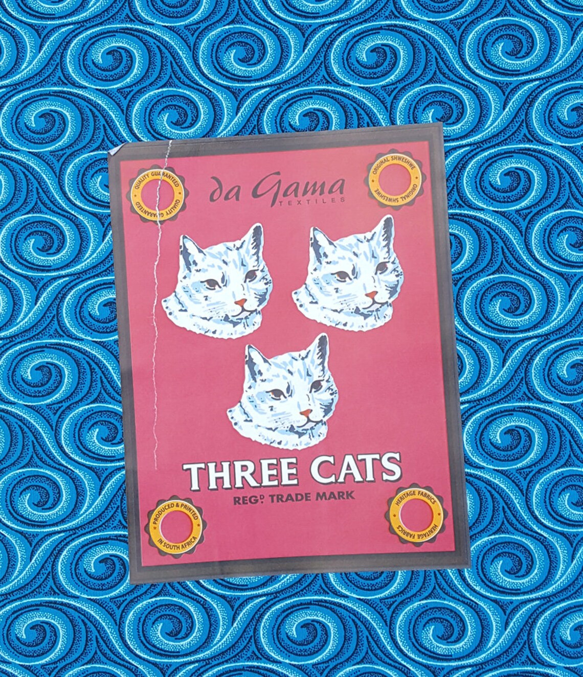 3 Cats Wave Pattern in Blue Shweshwe Fabric From South Africa - Etsy