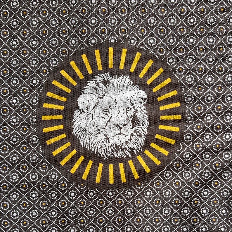 3 Cats Lion Design Shweshwe Fabric in Brown and Gold From South Africa ...