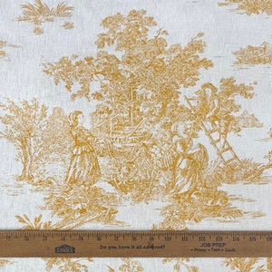 French Country Toile De Jouy Decorator Weight Toile Fabric in Yellow ...