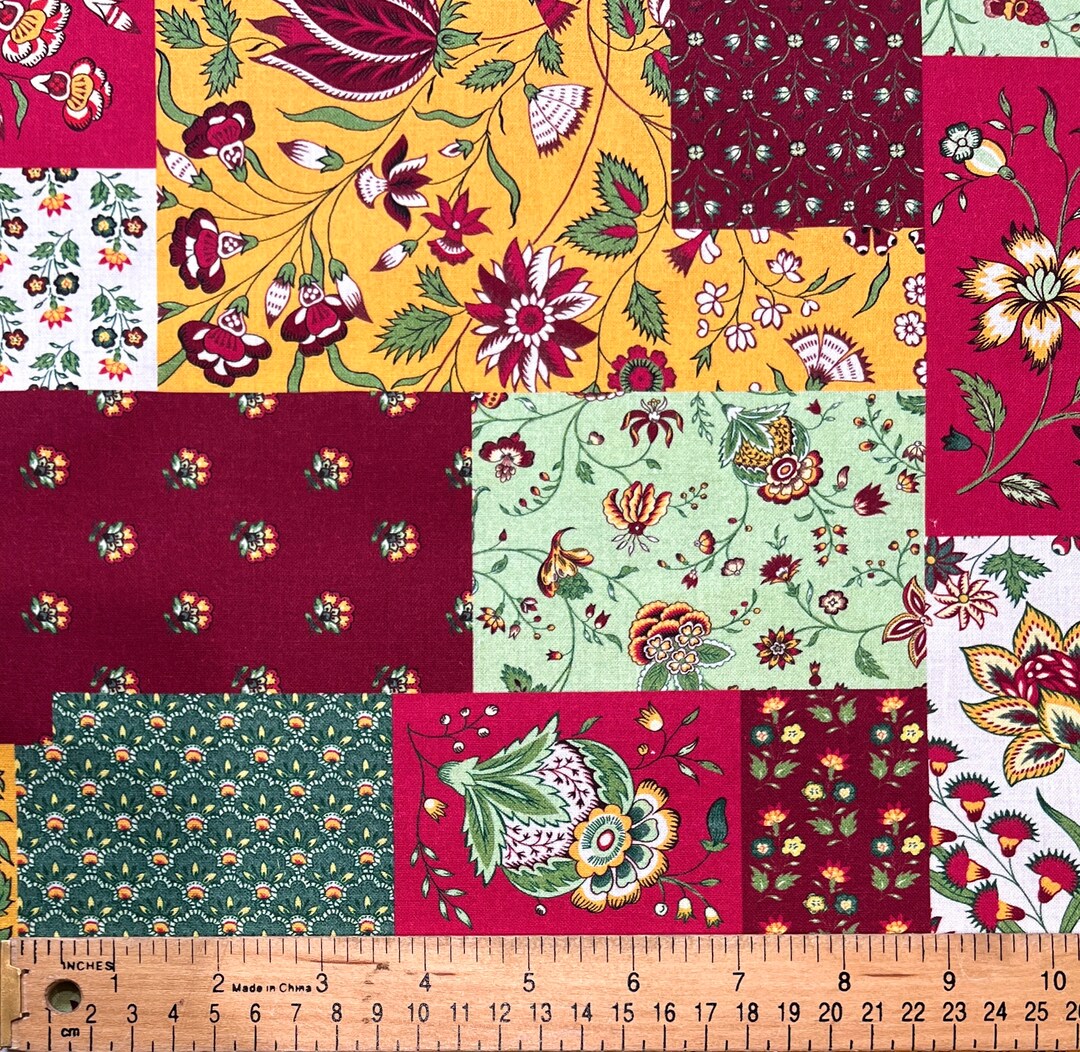French Provence Floral Patchwork Cotton Fabric | Approx. 60" Wide ...