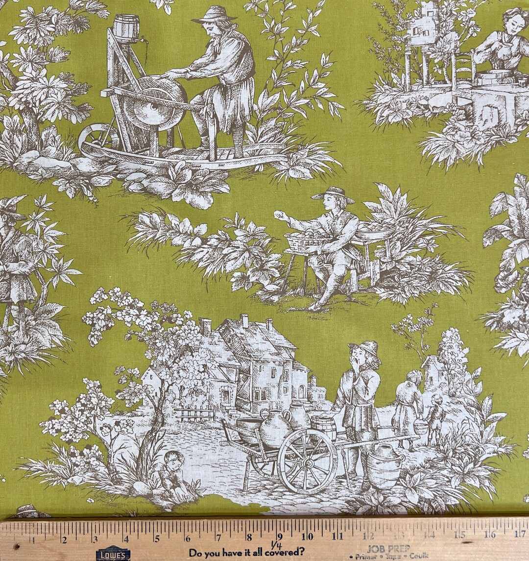 French Chartreuse Pastoral Toile Fabric | Approx. 71" Wide | Priced by ...