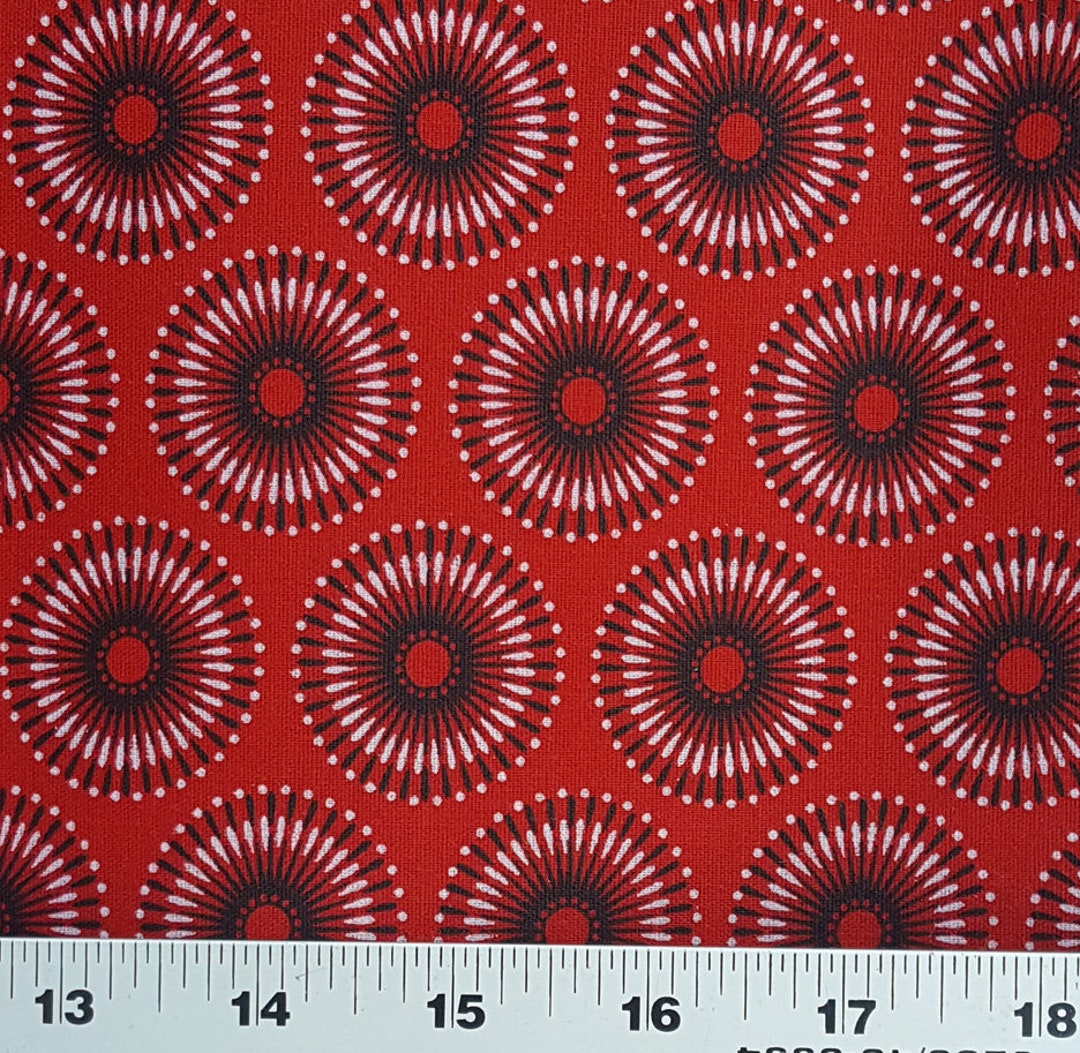 3 Cats Red and Black Shweshwe Circle Fabric From South Africa Priced by ...