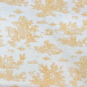 French Country Toile De Jouy Decorator Weight Toile Fabric in Yellow ...