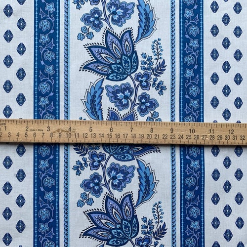 French Blue and White Striped Lisa Border Fabric 60 - Etsy