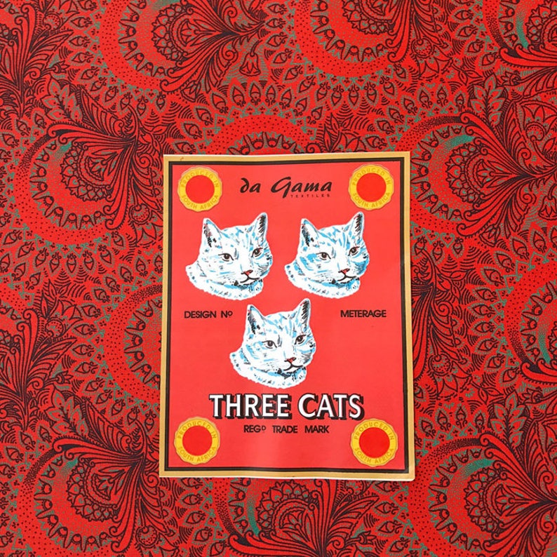 3 Cats Orange, Jade,and Black Floral Shweshwe Fabric From South Africa ...