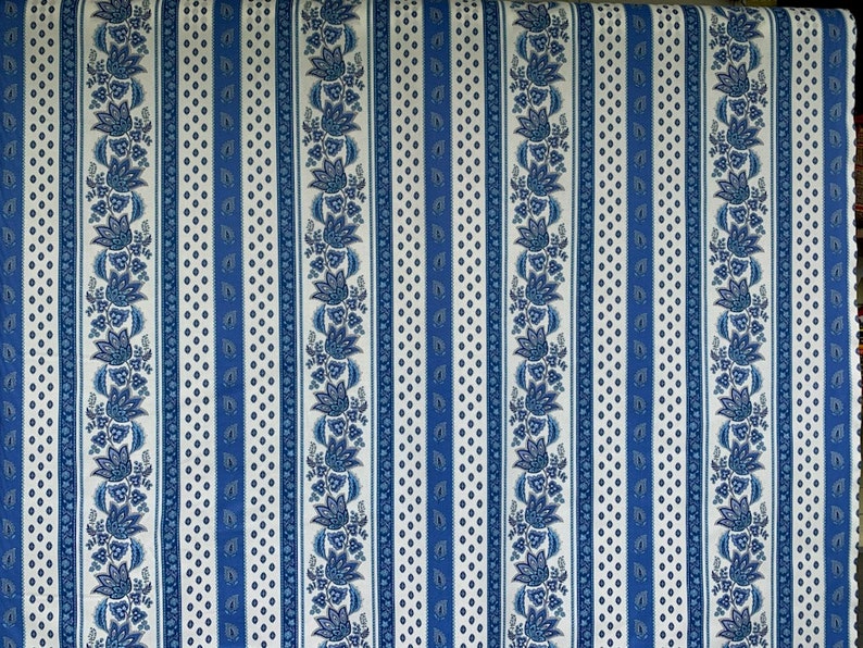 French Blue and White Striped Lisa Border Fabric 60 - Etsy