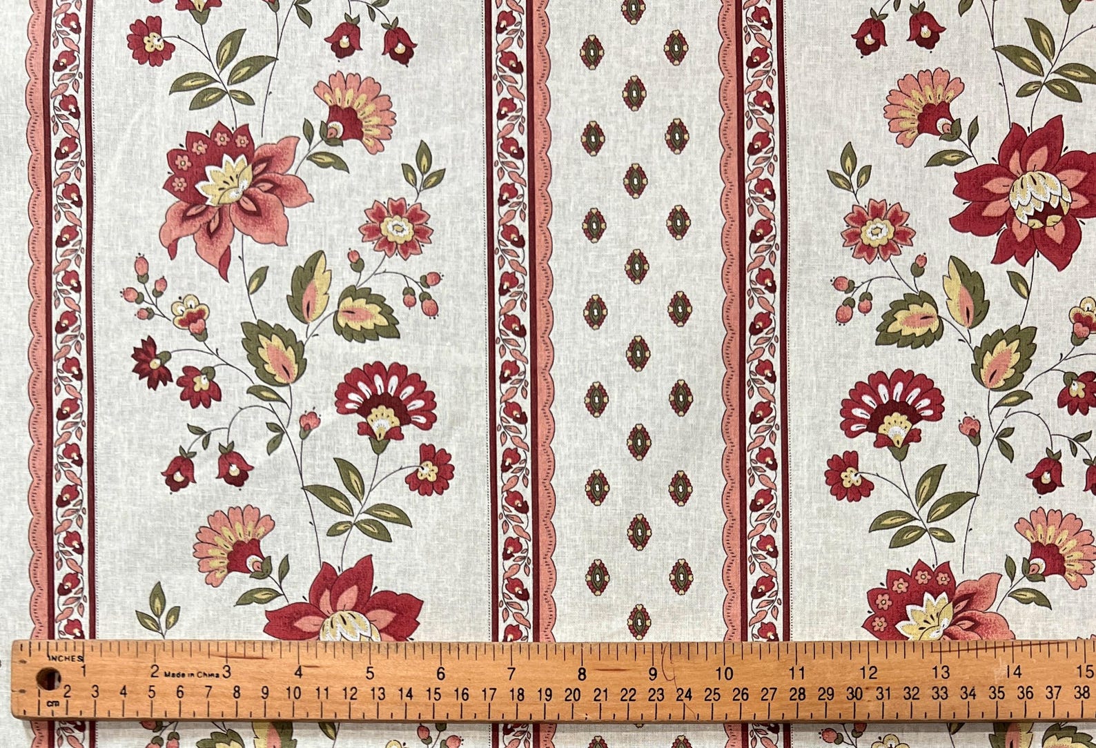 French Faience Floral Stripe Border Fabric | 100% Cotton | 62" Wide ...