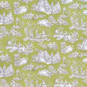 French Chartreuse Pastoral Toile Fabric | Approx. 71" Wide | Priced by ...