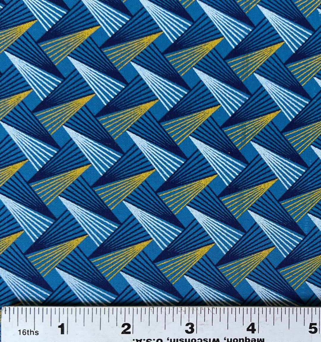 Three Cats Shweshwe Fabric From South Africa | Golden Yellow, Navy, and ...